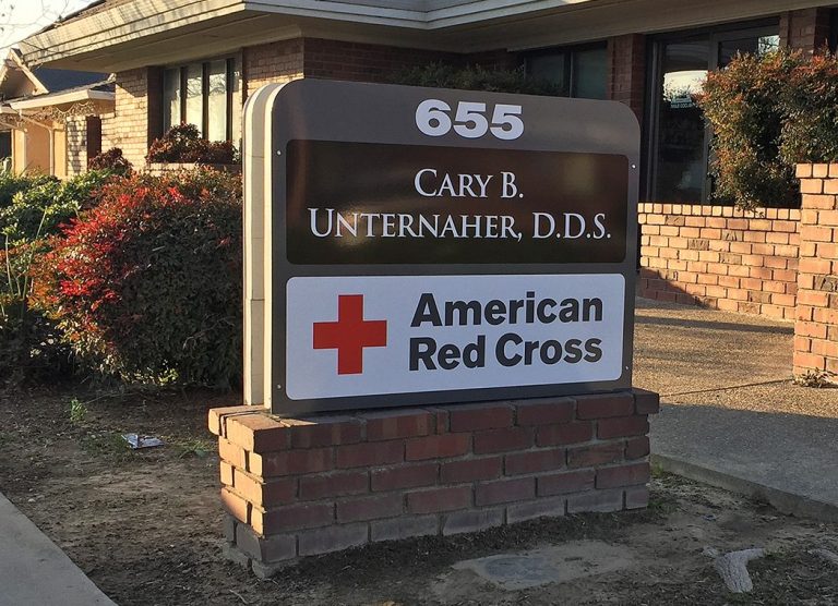American Red Cross directional sign
